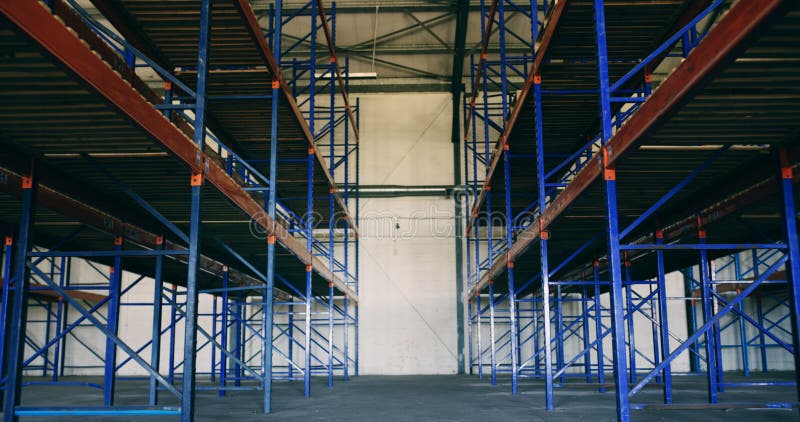 Empty, Factory or Storage Racks in Logistics with Shelving System ...