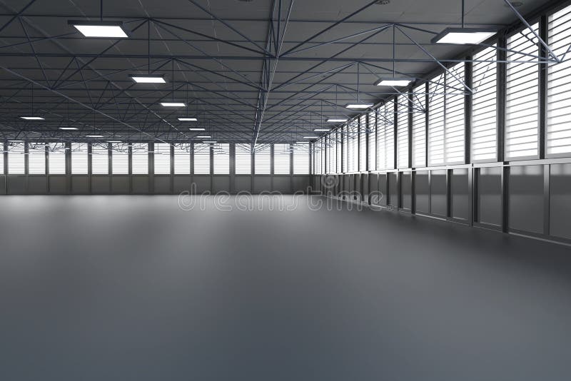 Empty Factory or Warehouse Space for Rent Stock Illustration ...