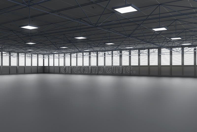 Empty Factory or Warehouse Space for Rent Stock Illustration ...