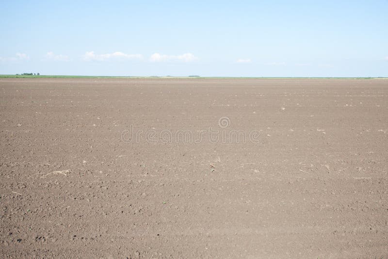 An Empty Farm Field with Trees and Clouds on a Sunny Day Stock Image ...