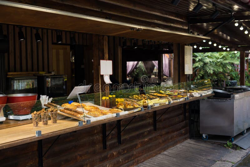 Fast Food Kitchen on the Street Stock Image - Image of decoration ...