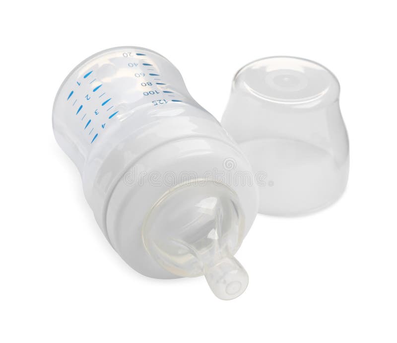 Empty Feeding Bottle for Baby Milk Isolated on White Stock Photo ...