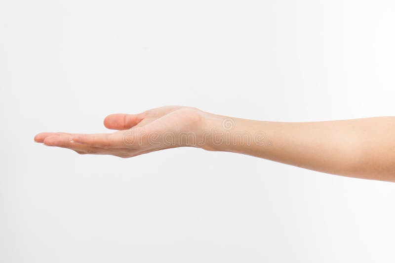Empty Female Woman Hand Holding Isolated on White Stock Photo - Image ...
