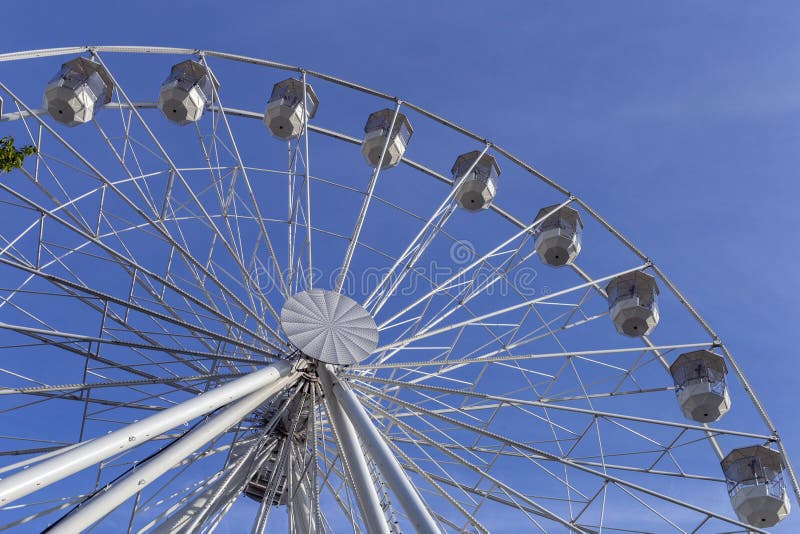 Empty Ferris Wheel with a Blue Sky in the Background Stock Photo ...
