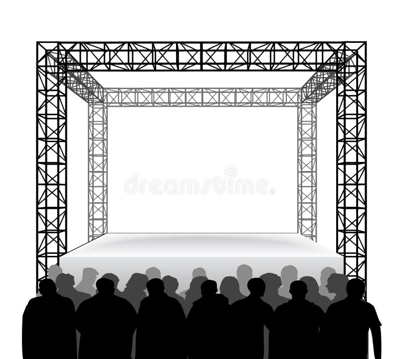 Empty Festival Stage with Spectators Isolated on White Vector Stock ...
