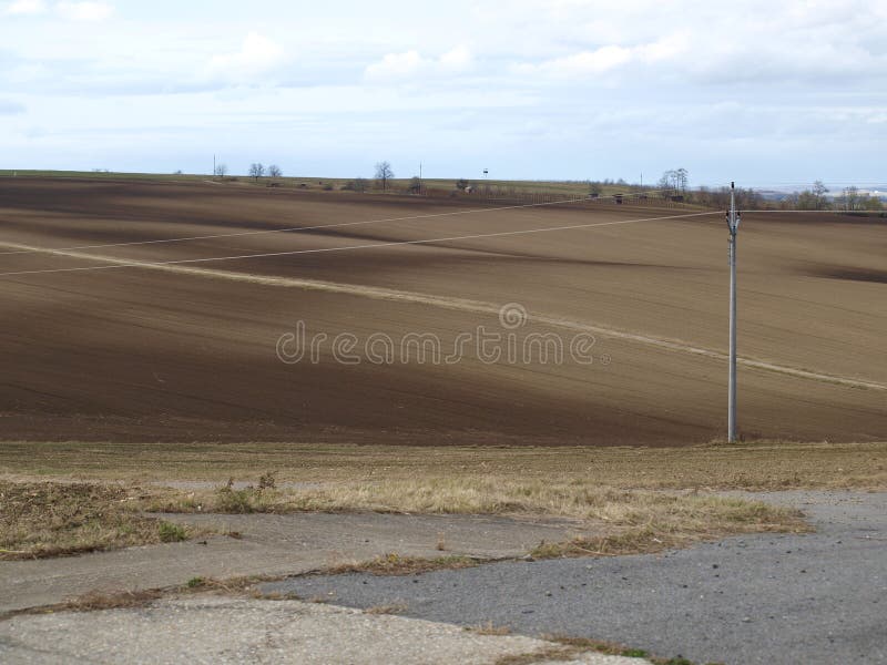 Empty Field of Brown Ground Stock Image - Image of brown, trees: 158064713