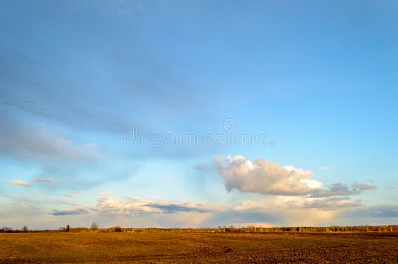 Empty Fields in Autumn in Countryside Stock Image - Image of river ...