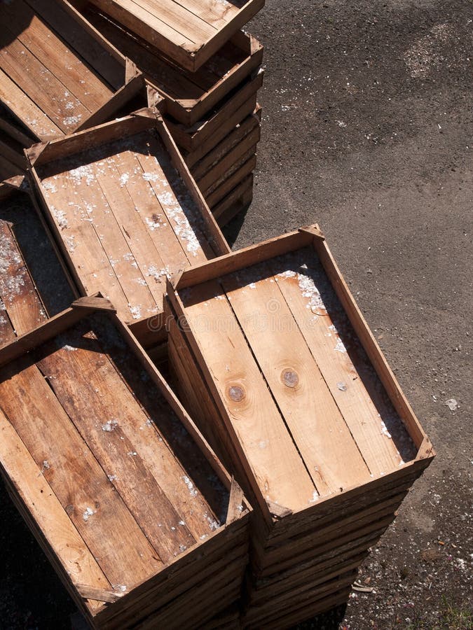 Empty fish crates stacked stock image. Image of marine - 124705581