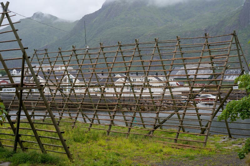 Empty Fish Drying Flake in Svolvaer, Norway Stock Photo - Image of ...