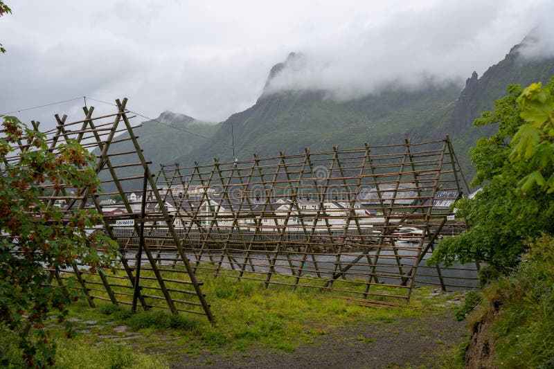 Empty Fish Drying Flake in Svolvaer, Norway Stock Image - Image of ...