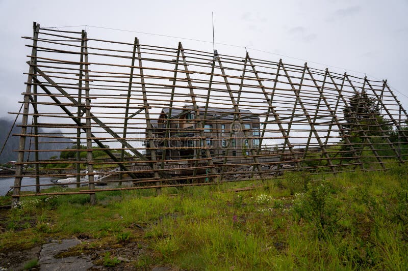 Empty Fish Drying Flake in Svolvaer, Norway Stock Photo - Image of ...