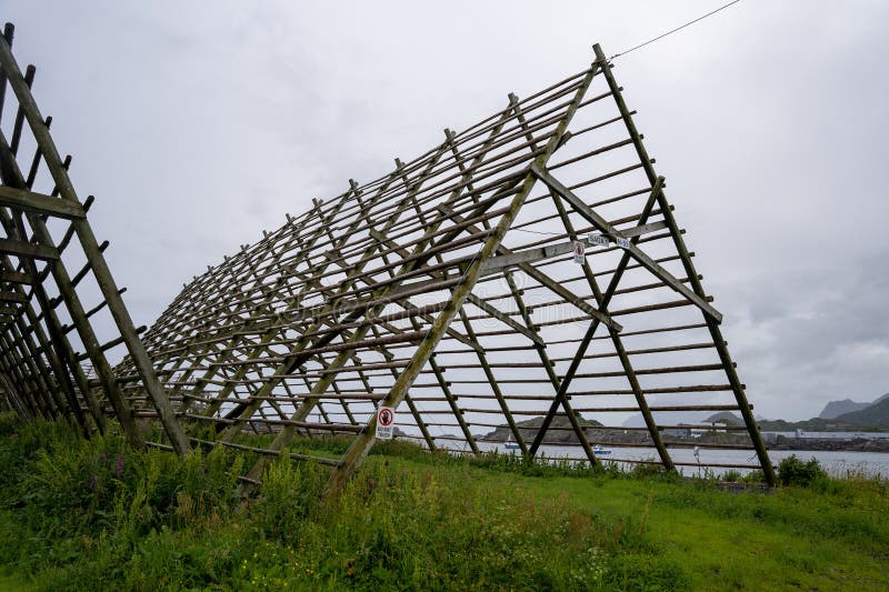 Empty Fish Drying Flake in Svolvaer, Norway Stock Image - Image of ...