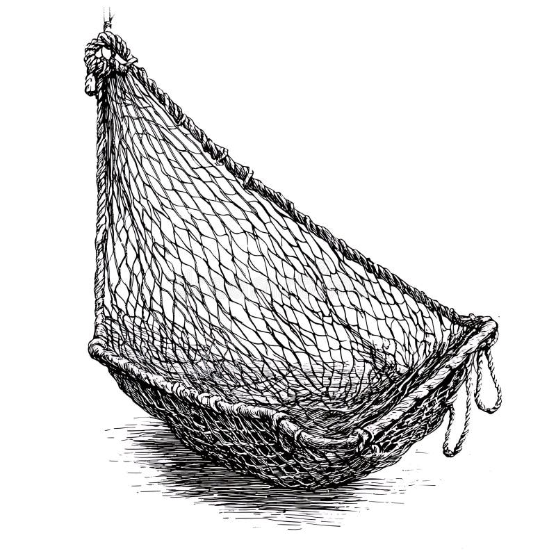 Empty Fishing Net, Hand-drawn Illustration Stock Illustration ...