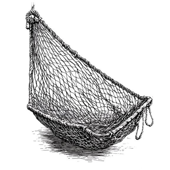 Empty Fishing Net, Hand-drawn Illustration Stock Illustration ...