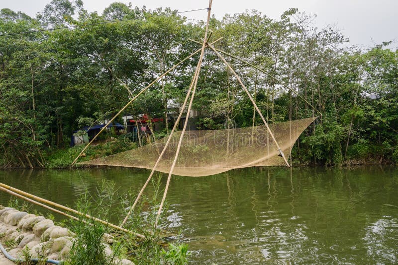 Empty Fishing Net at River Side Stock Image - Image of riverbank ...