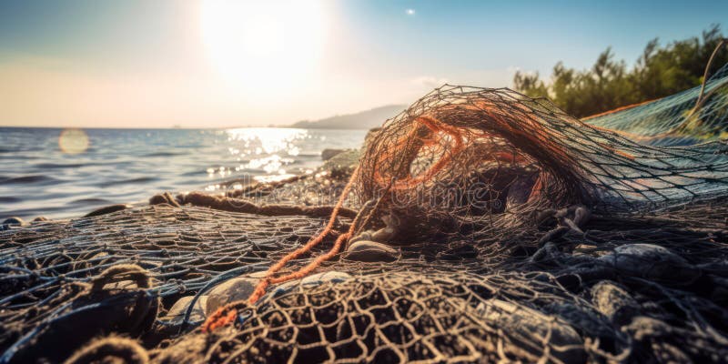 Empty Fishing Net on a Sunny Day. Fishing Stock Photo - Image of river ...