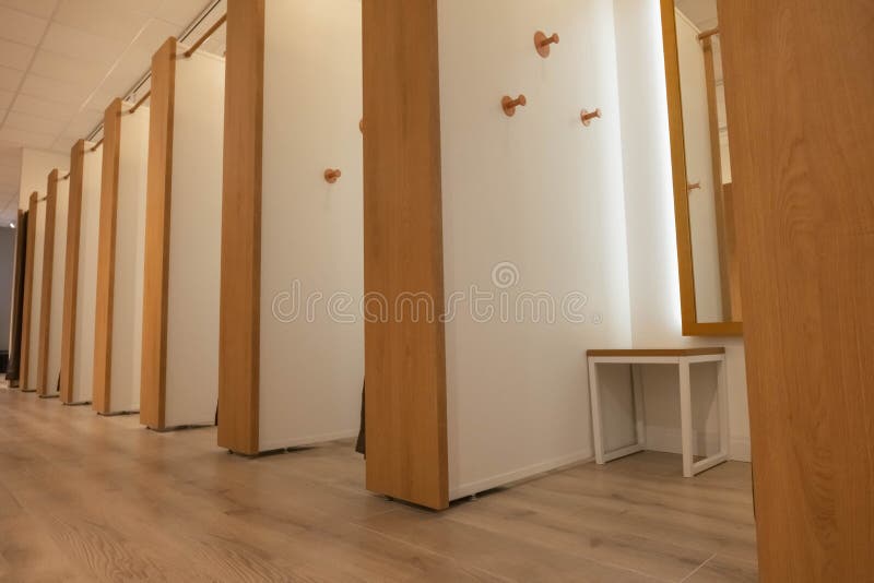 Empty Fitting Rooms at Mall, Interior Design Stock Image - Image of ...