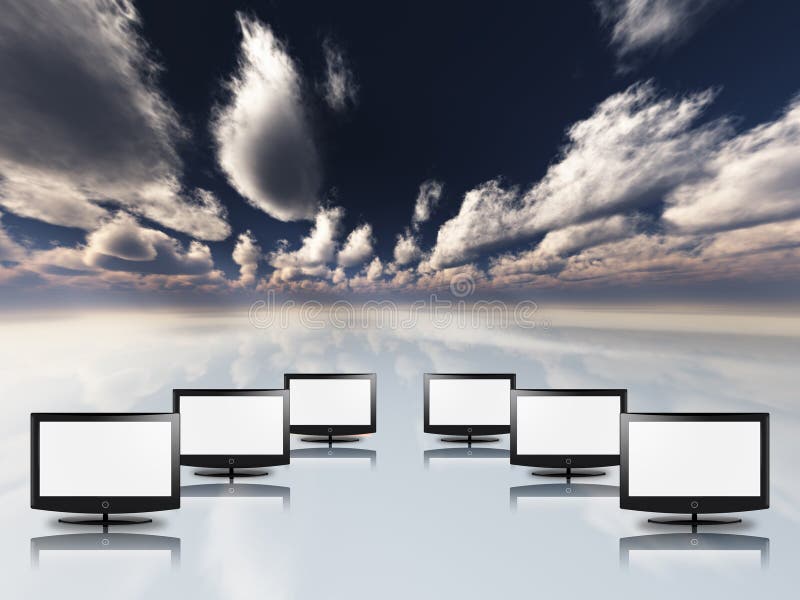 Empty Flat Panels in White with Sky Stock Illustration - Illustration ...