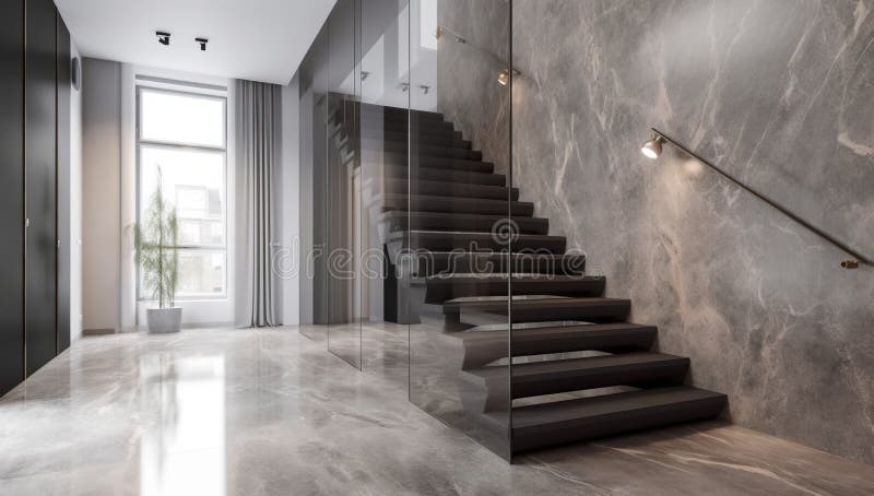 Empty Flat Space with Stairs Stock Illustration - Illustration of ...