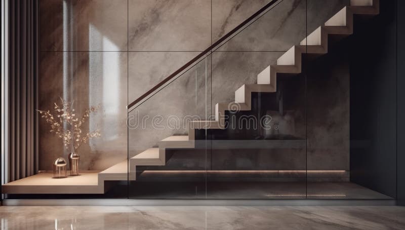 Empty Flat Space with Stairs Stock Illustration - Illustration of ...