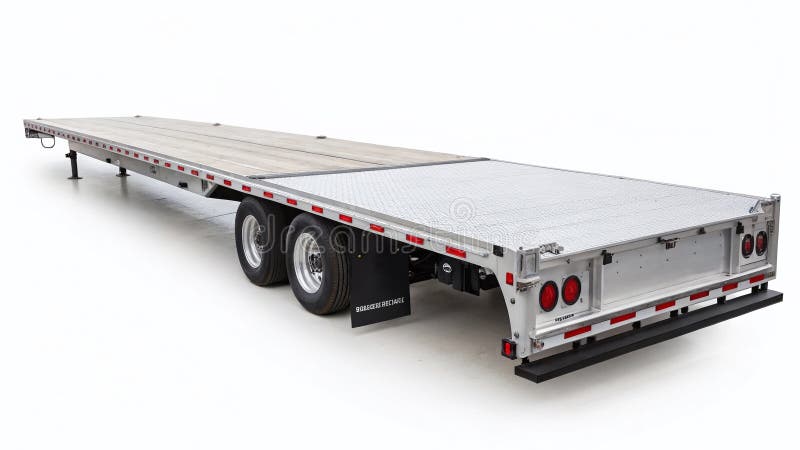 Empty Flatbed Trailer Isolated Panoramic View for Logistics ...