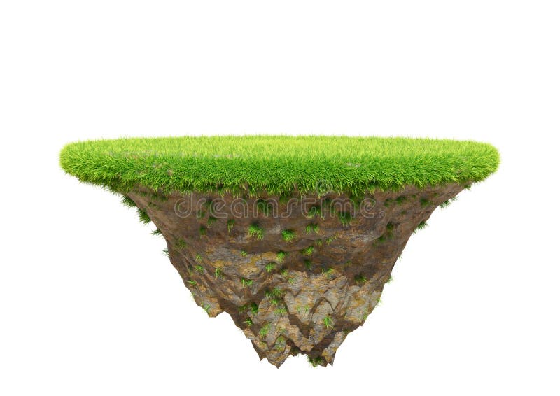 Empty Floating Island Isolated on White Background. Mockup for Display ...