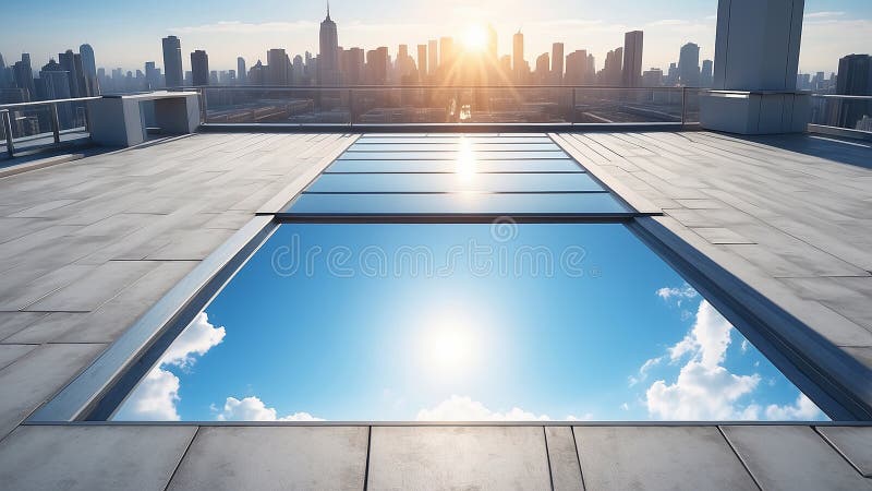 Empty Floor Ground on Rooftop with Beautiful Sunlight Blue Sky ...