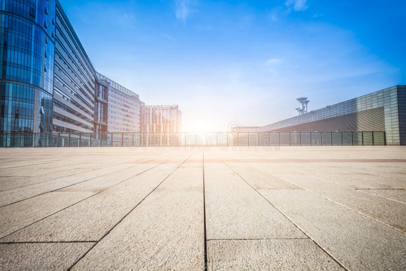 Empty Floor and Modern Building Stock Photo - Image of skyline, floor ...