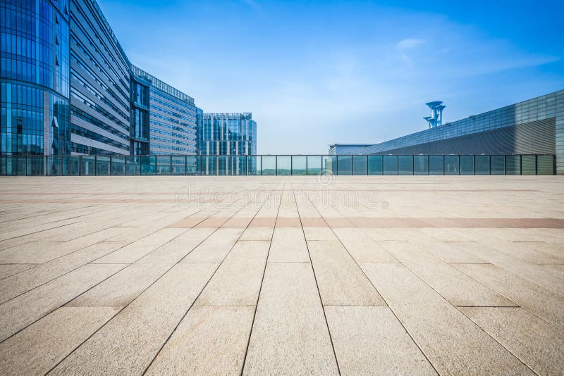 Empty Floor and Modern Building Stock Photo - Image of path, horizontal ...