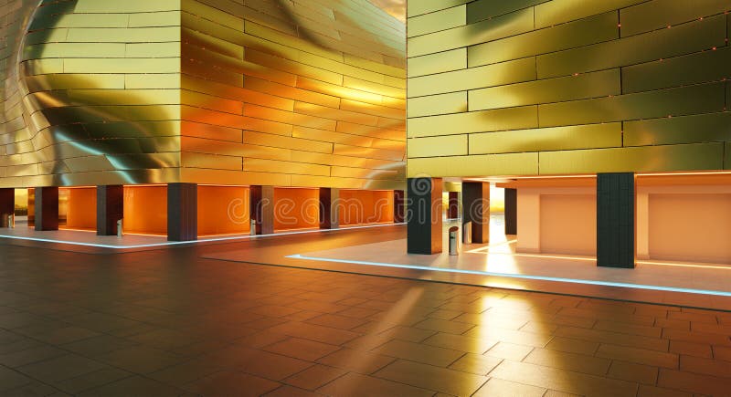 Empty Floor with Modern Buildings Stock Illustration - Illustration of ...