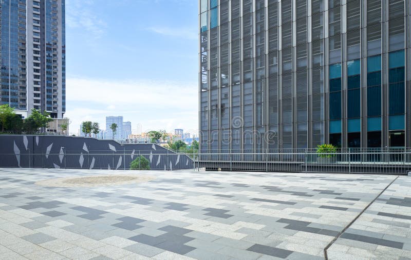 Empty Floor with Modern Business Building Editorial Image - Image of ...