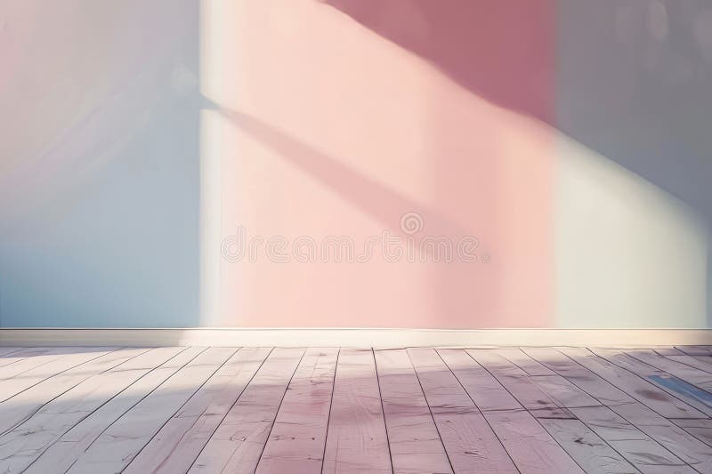 Empty Floor and Wall in Pastel Room with Sun Shadow from Window Stock ...