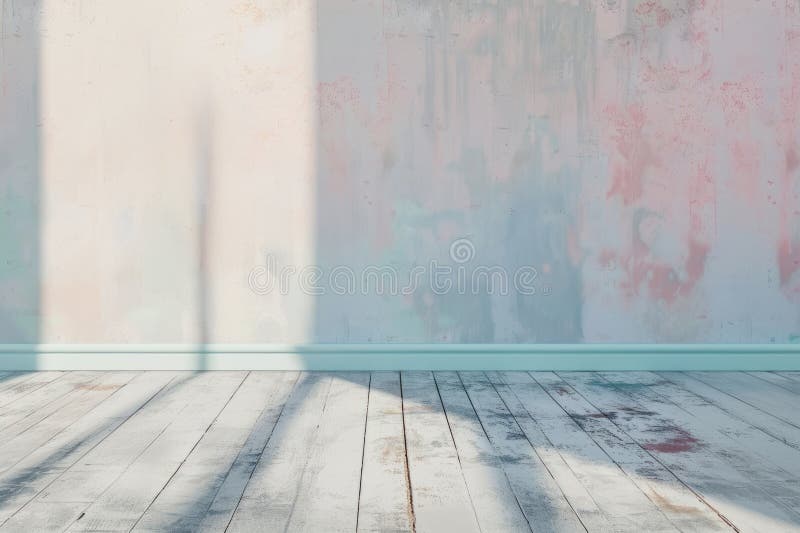 Empty Floor and Wall in Pastel Room with Sun Shadow from Window Stock ...