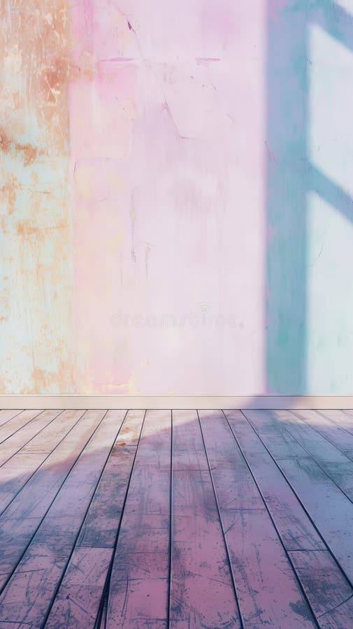 Empty Floor and Wall in Pastel Room with Sun Shadow from Window Stock ...