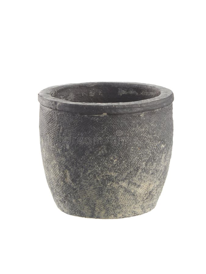 Empty Grey Color Flower Pot Isolated on White Background Stock Image ...