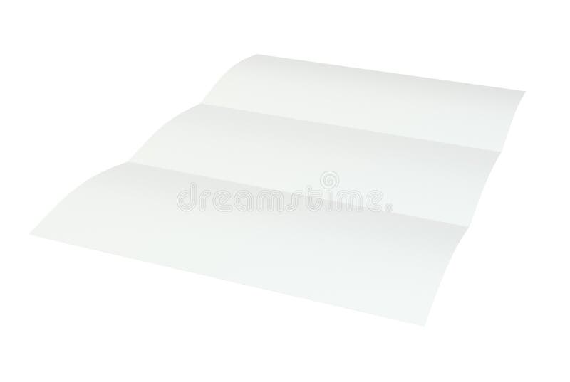 Empty Folded Leaflet Paper. 3d Rendering. White Background. Stock ...