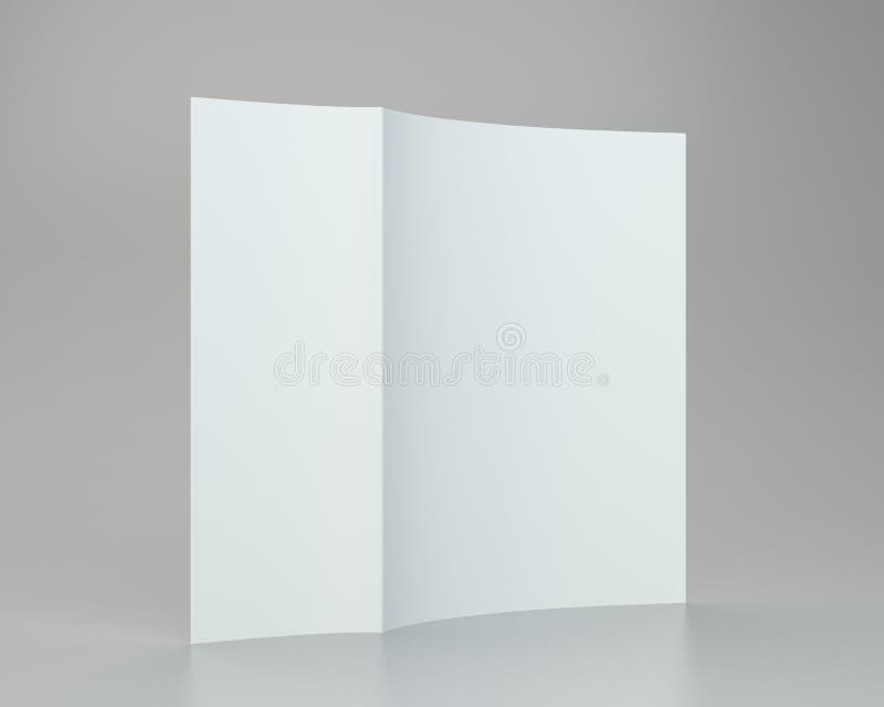 Empty Folded Leaflet White Paper. 3d Rendering Stock Illustration ...