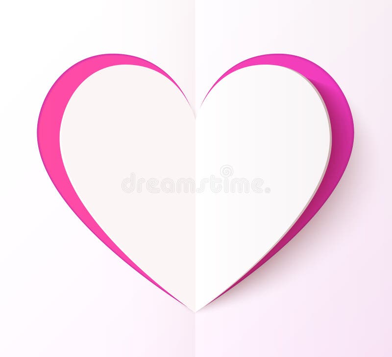 Empty Folded Paper Style Vector Pink Heart Stock Vector - Illustration ...