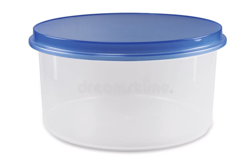 Empty Food Plastic Container with Blue Lid Stock Image - Image of ...