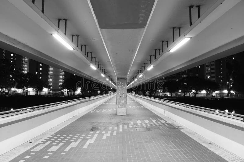 Empty Foot Bridge and Pedestrian Walkway Stock Image - Image of light ...