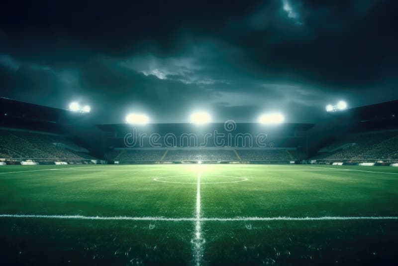 Football Field. Dramatic Sky Stock Illustration - Illustration of ...