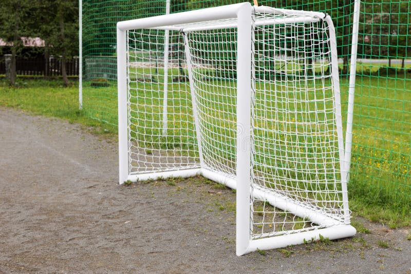 Empty football goal stock image. Image of barrier, competition - 93285547