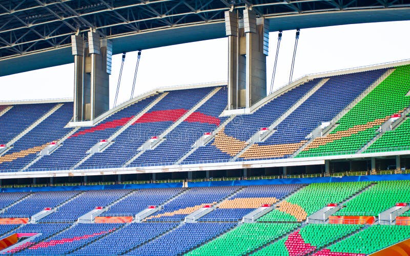 Empty Football Stadium. editorial image. Image of game - 46208155