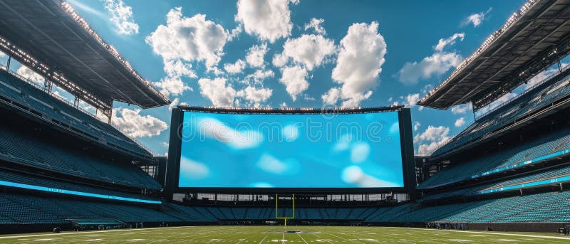 Empty Football Stadium with a Large Blank Screen Stock Illustration ...