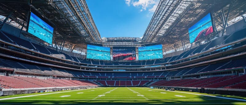 Empty Football Stadium with Large Screens Stock Illustration ...