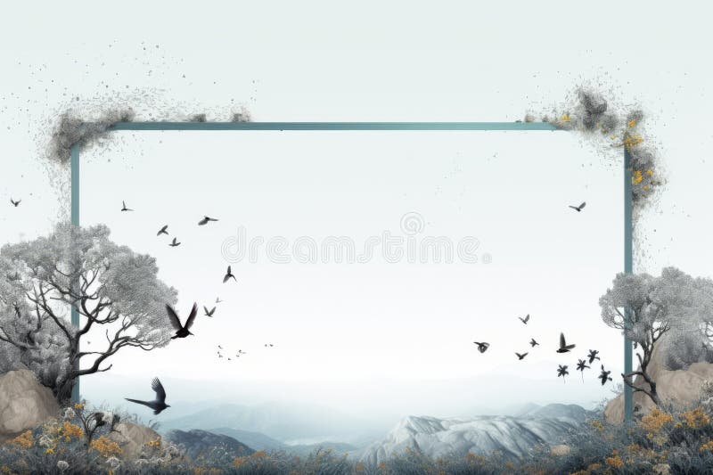 An Empty Frame with Birds Flying Around it Stock Illustration ...