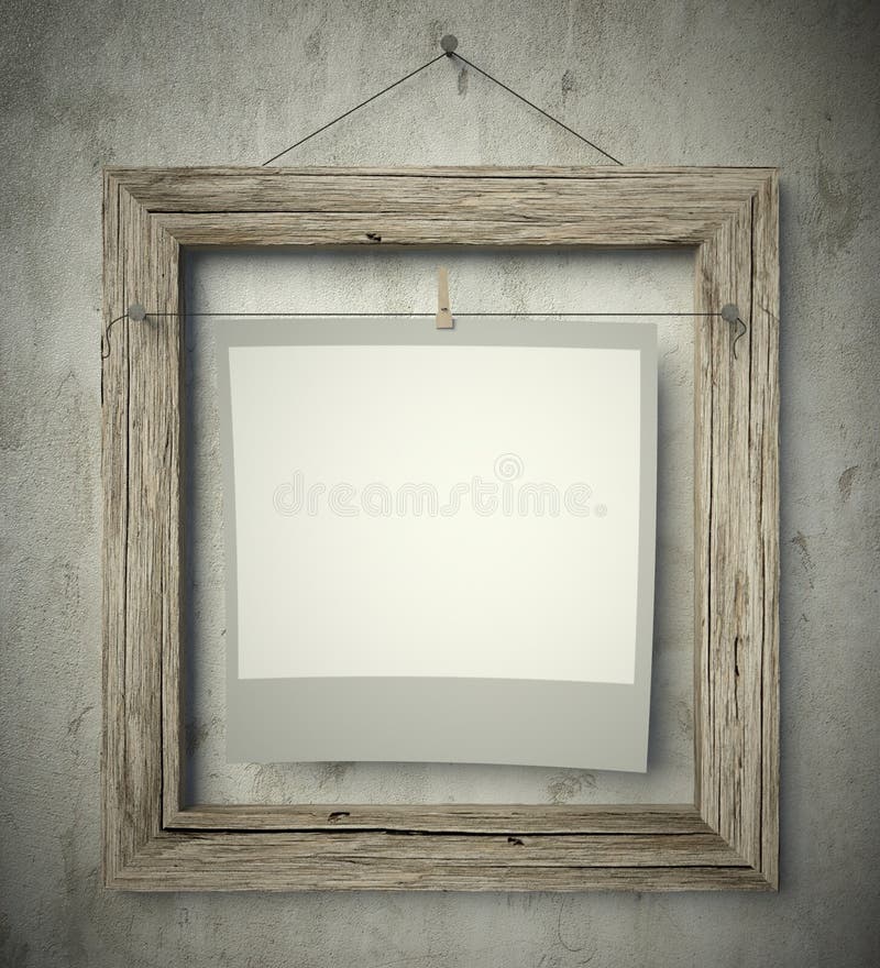 Empty Frame with Blank Photo, Vintage Background Stock Image - Image of ...