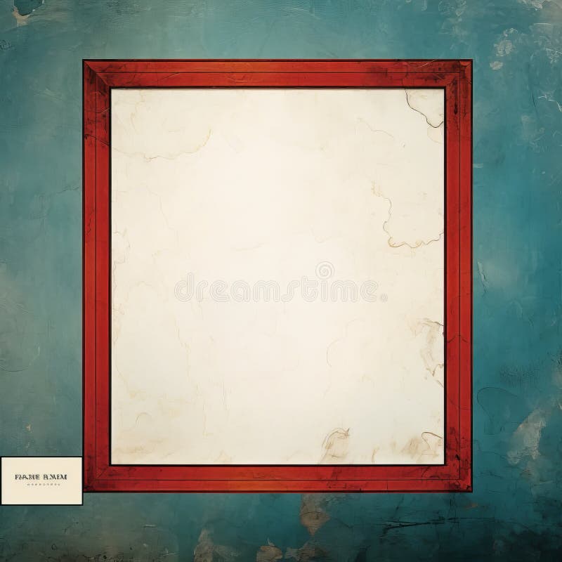 An Empty Frame on a Blue Wall with a Red Frame Stock Illustration ...