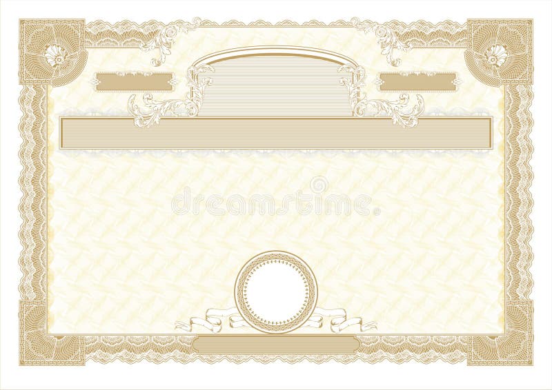 Empty Frame for Certificate. Horizontal with One Seal. Gold. Stock ...