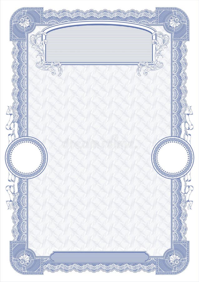 Empty Frame for Certificate. Vertical with Two Seals. Blue. Stock ...